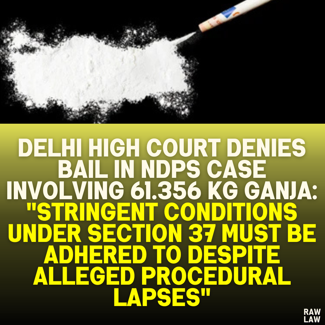 Delhi High Court Denies Bail in NDPS Case Involving 61.356 kg Ganja ...