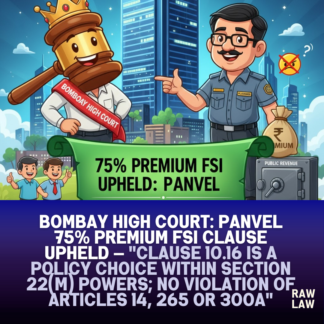 Bombay High Court: Panvel 75% premium FSI clause upheld — "Clause 10.16 ...